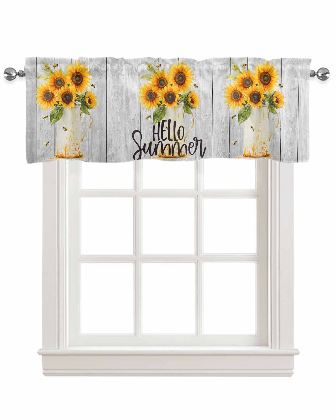 Sunflower Kitchen Valances for Windows Farmhouse Linen Window Valance ...