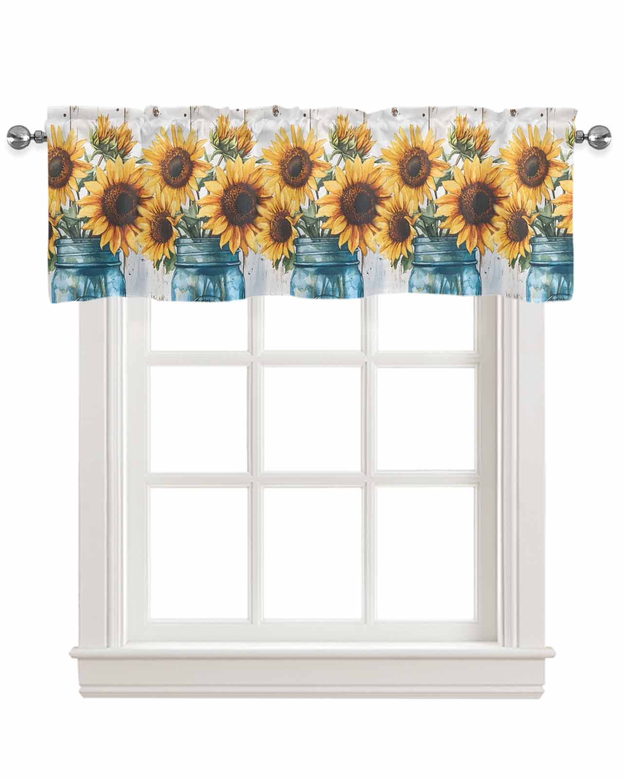 Sunflower Kitchen Valances for Windows Farmhouse Linen Window Valance ...