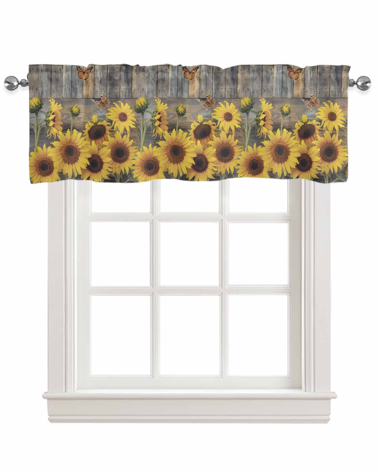 Sunflower Kitchen Valances for Windows Farmhouse Linen Window Valance ...