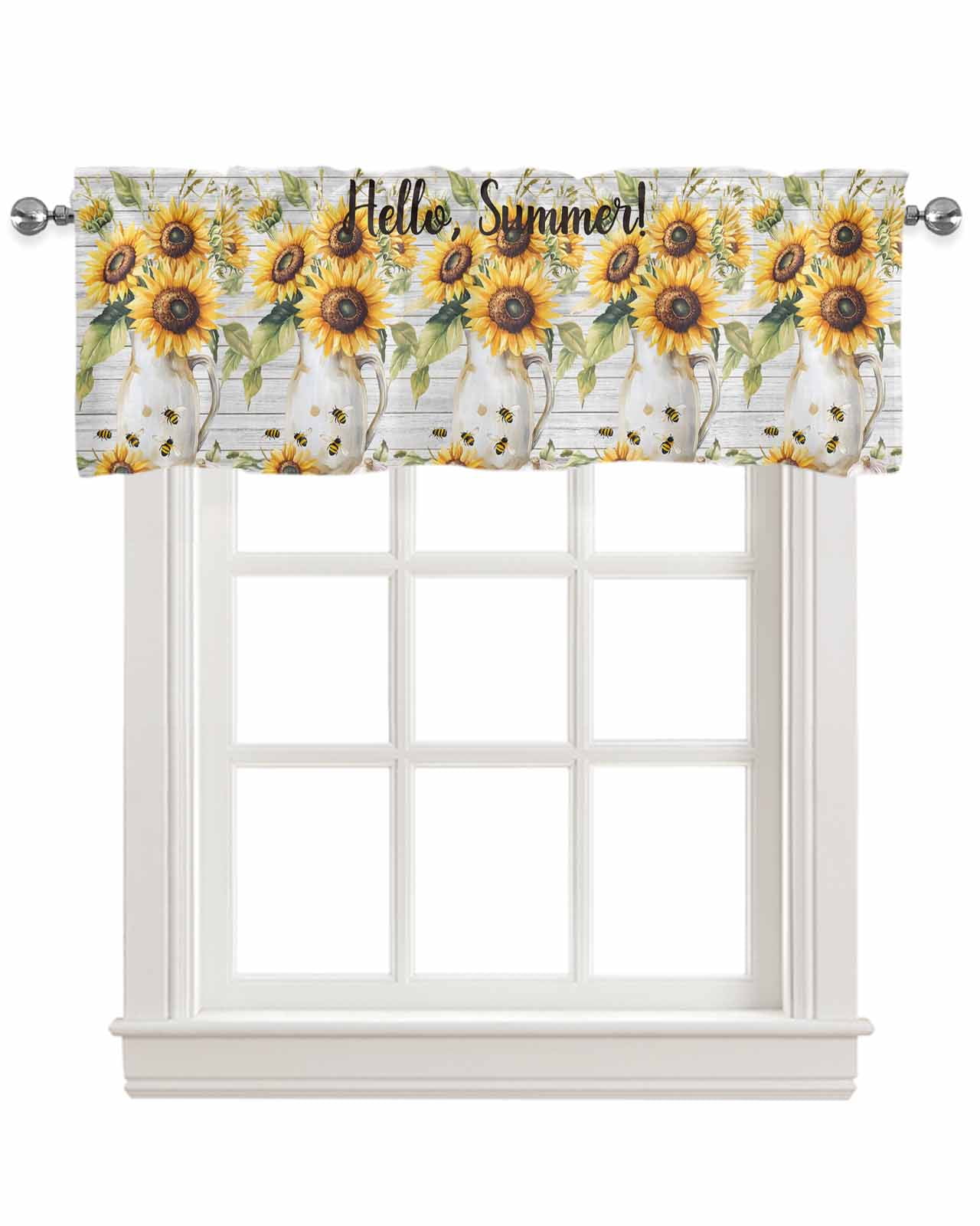 Sunflower Kitchen Valances for Windows Farmhouse Linen Window Valance ...