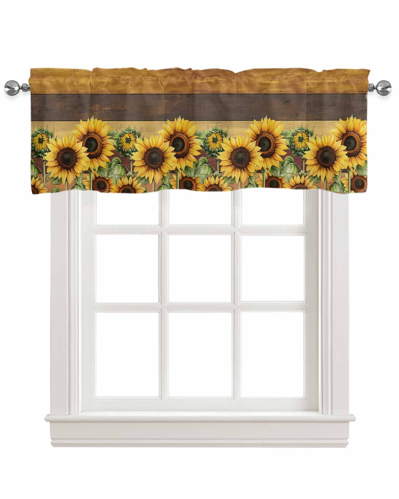 Sunflower Kitchen Valances for Windows Farmhouse Linen Window Valance ...