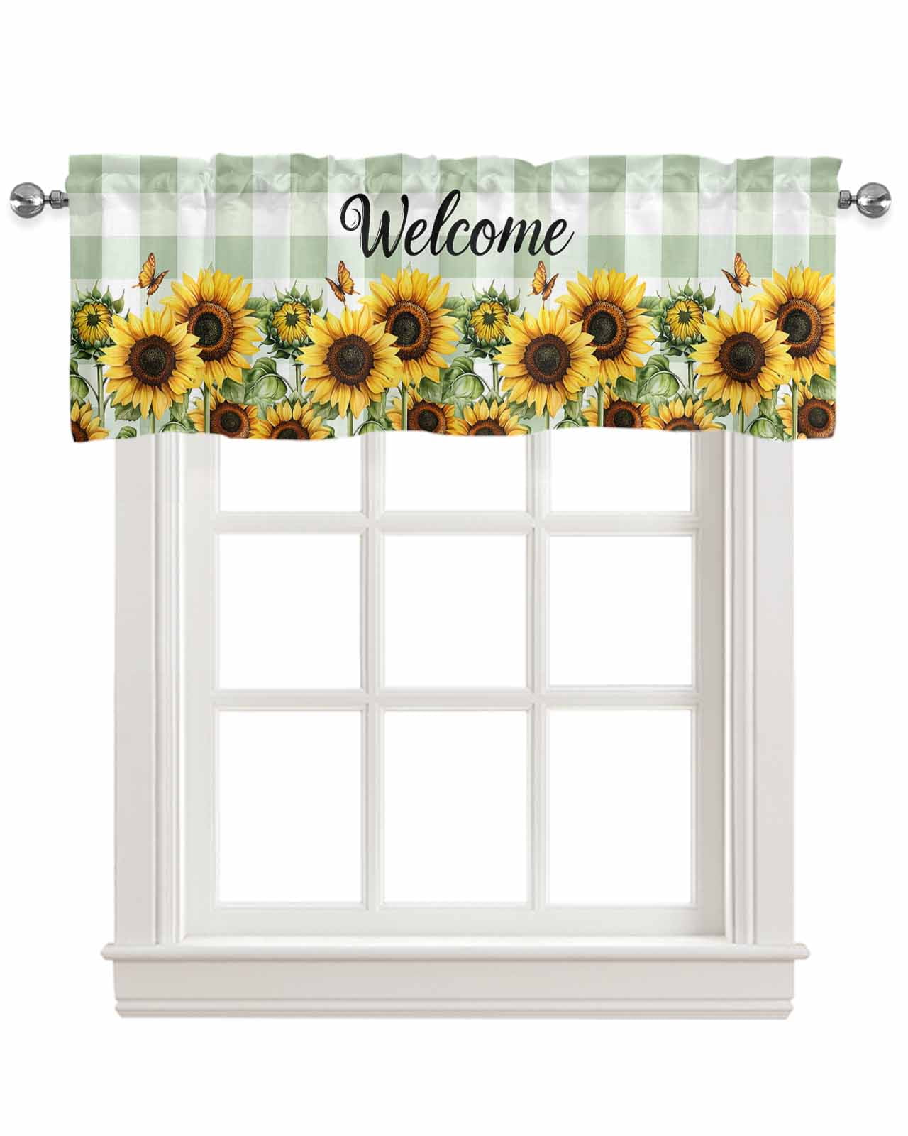 Sunflower Kitchen Valances for Windows Farmhouse Linen Window Valance ...
