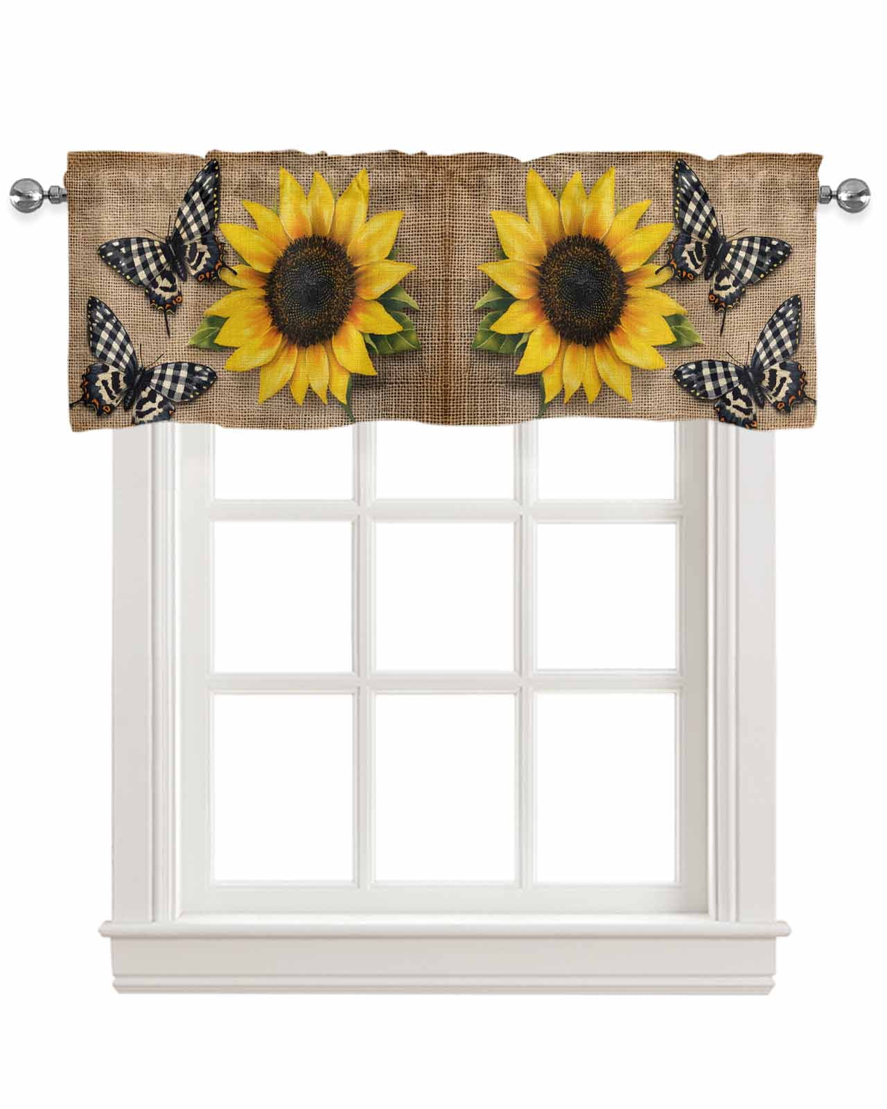 Sunflower Kitchen Valances for Windows Farmhouse Linen Window Valance ...