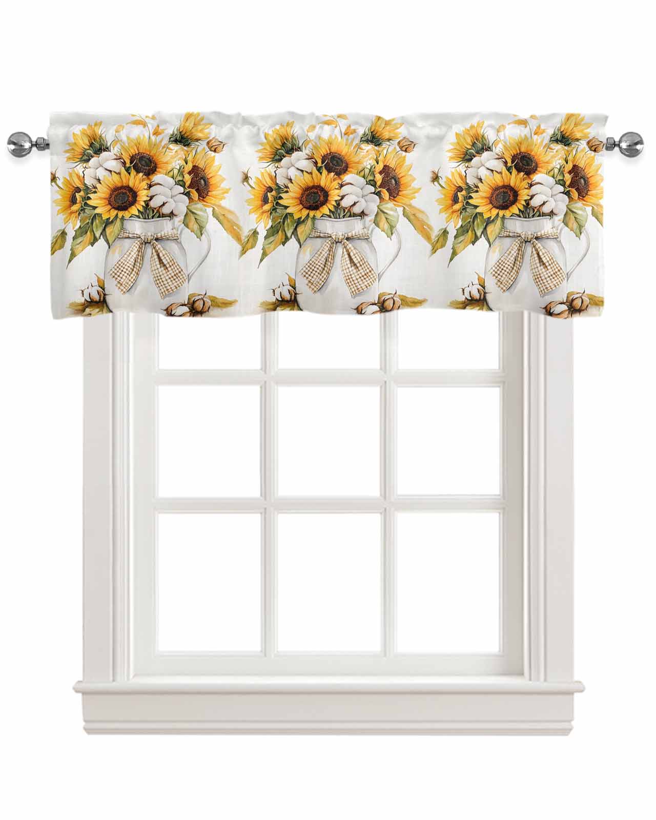 Sunflower Kitchen Valances for Windows Farmhouse Linen Window Valance ...