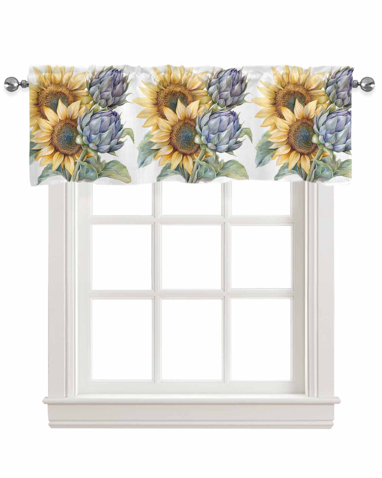 Sunflower Kitchen Valances for Windows Farmhouse Linen Window Valance ...