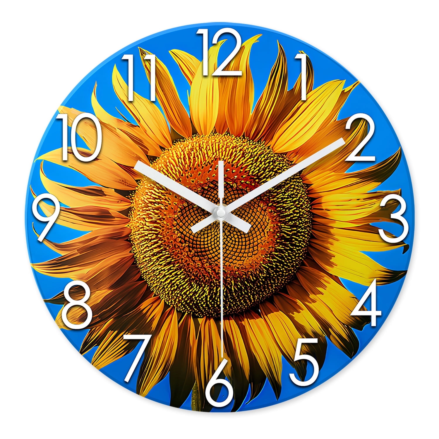 Sunflower Kitchen Wall Clock 20 Inch Silent Non Ticking Battery ...