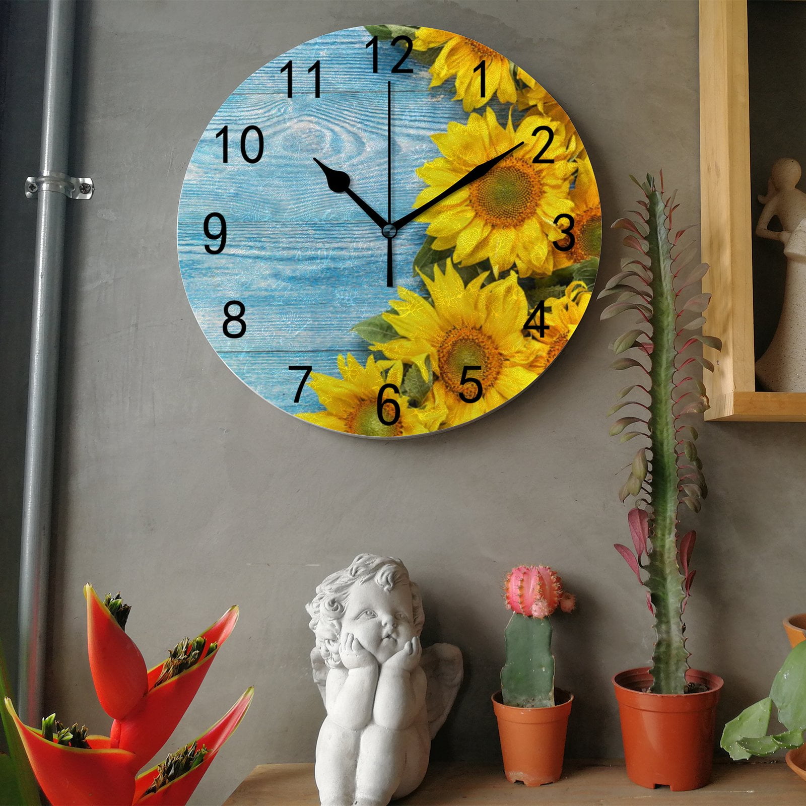 Sunflower Kitchen Wall Clock, Silent Non Ticking 10 Inch Wall Clocks ...