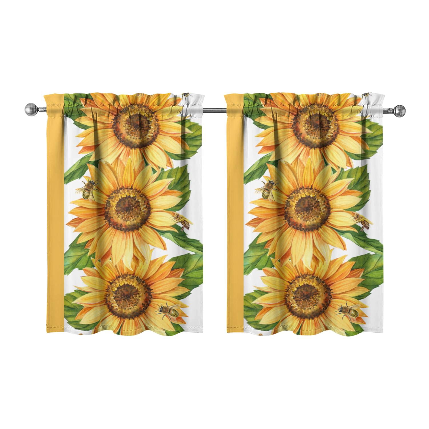 Sunflower Kitchen Window Curtains Farmhouse Country Summer Short Tier ...