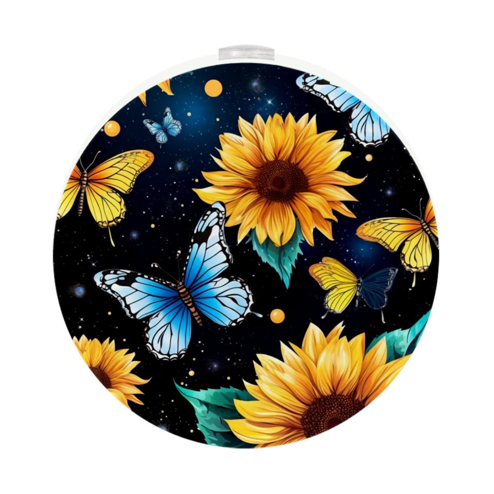 Sunflower LED Round Night Light-2PCS, Plug-in Dusk to Dawn Sensor Wall ...