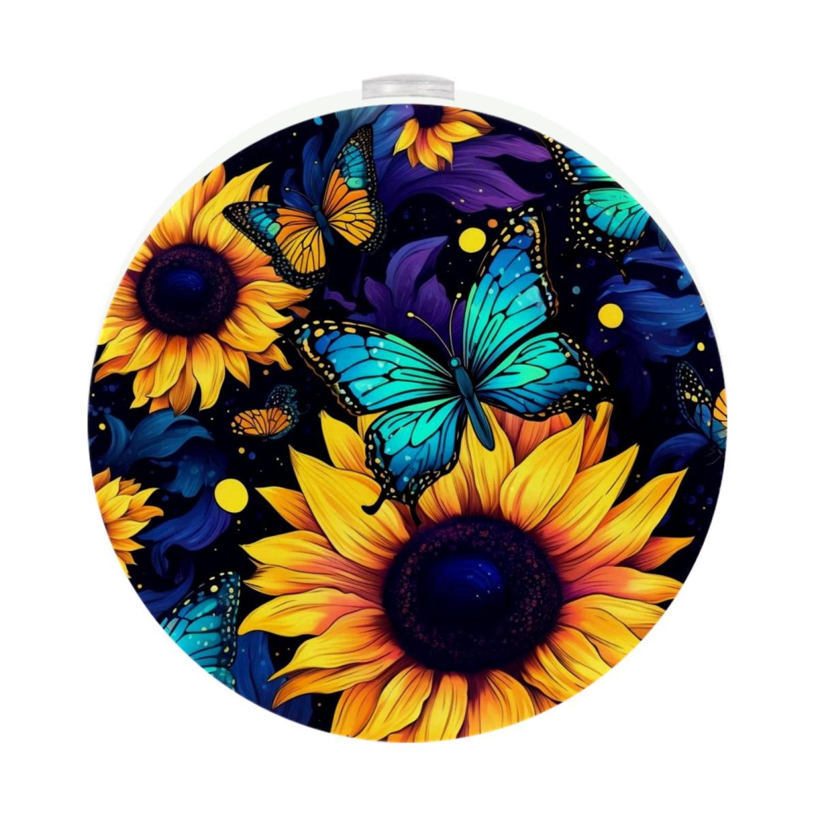 Sunflower LED Round Night Light-2PCS, Plug-in Dusk-to-Dawn Auto Sensor ...