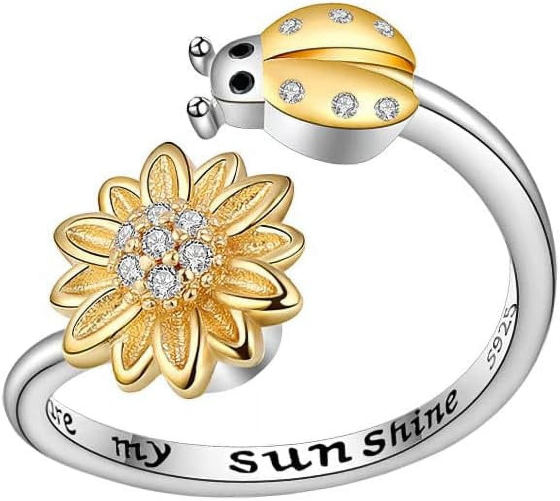 Sunflower Ladybug Fidget Anxiety Ring for Women You Are My Sunshine ...