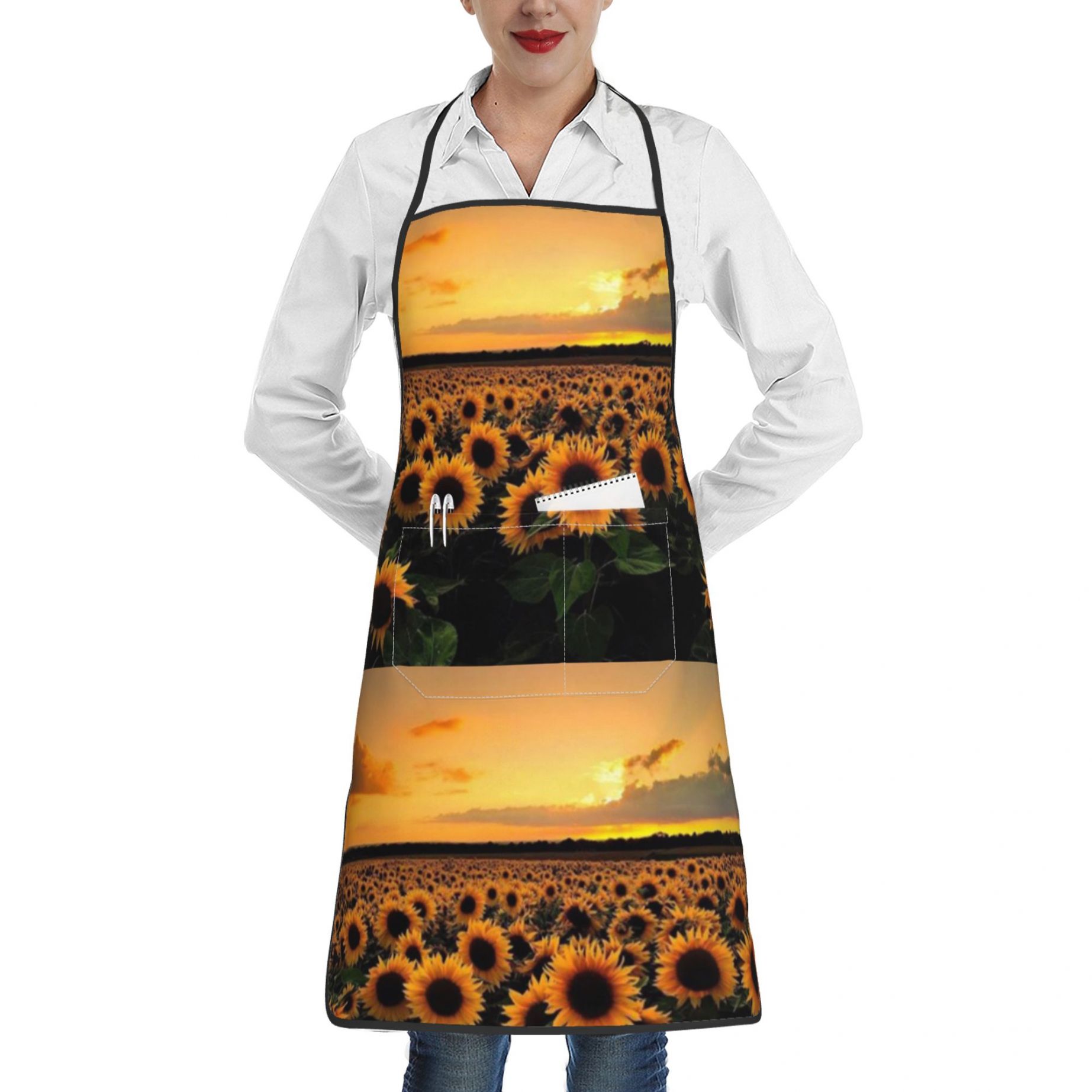 Sunflower Landscape Women'S And Men'S Kitchen Waterproof Apron, Common ...