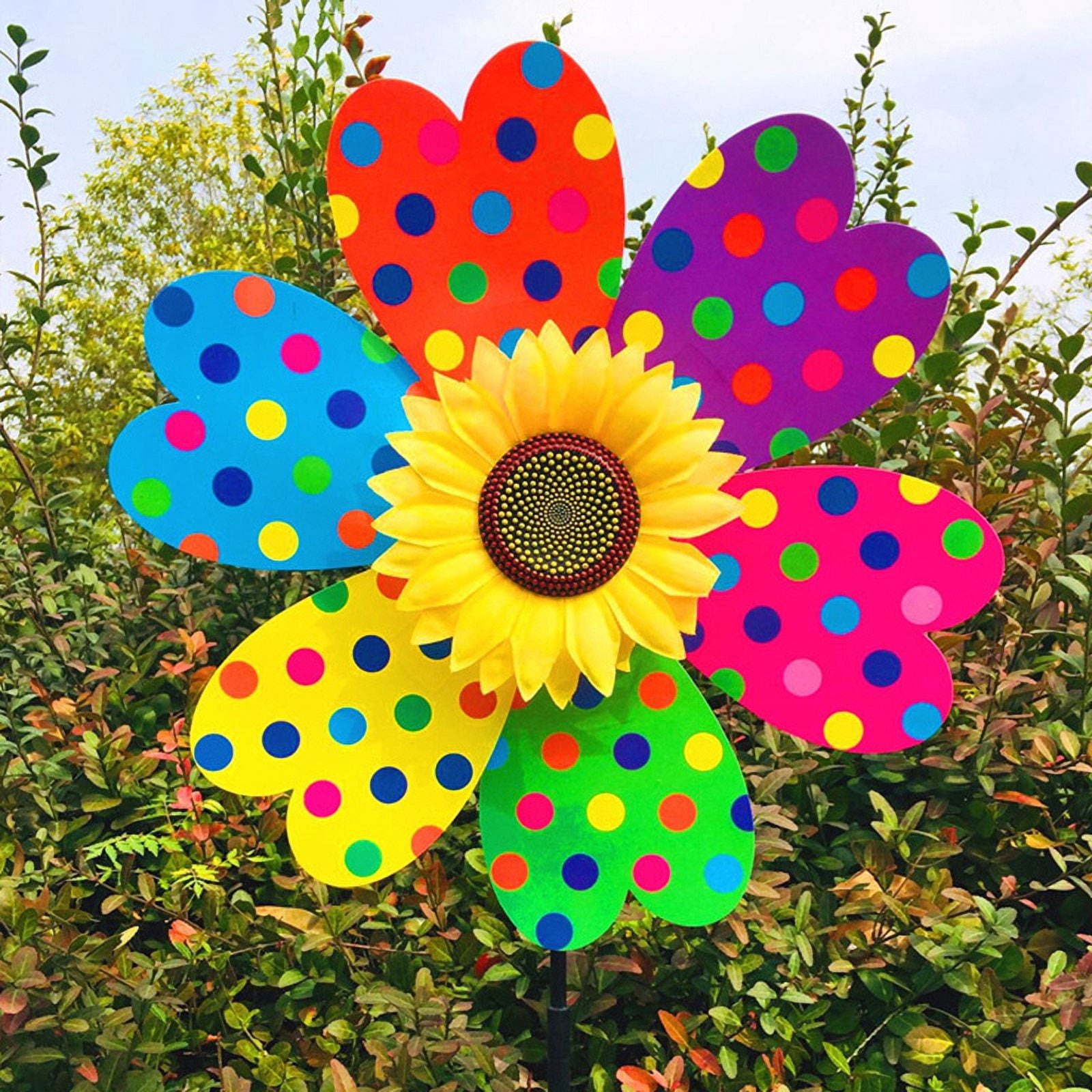 Sunflower Lawn Pinwheels Wind Spinners 14 Inch Colorful Flower Garden ...