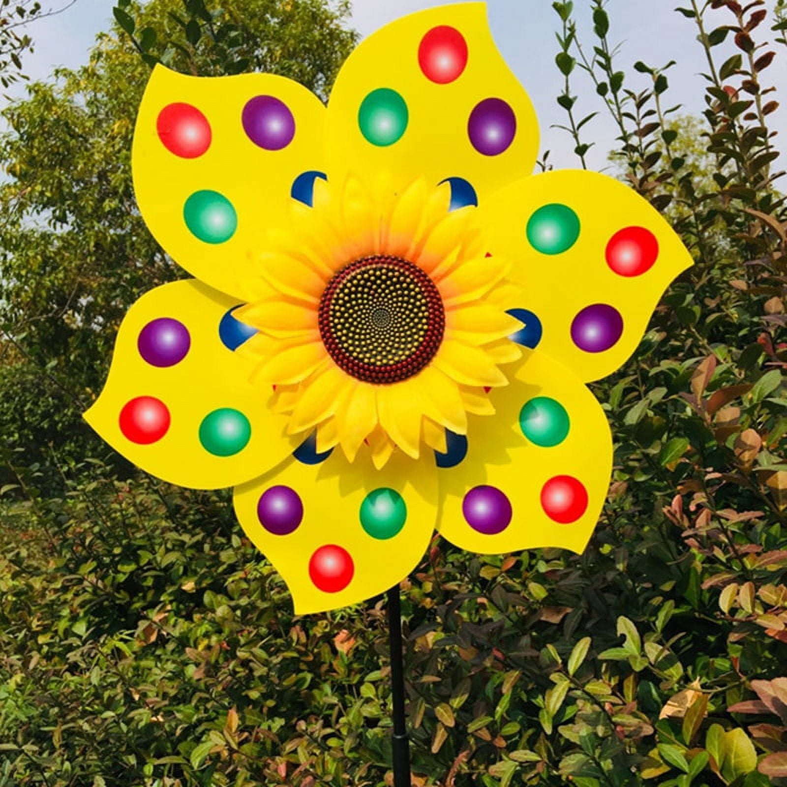 Sunflower Lawn Pinwheels Wind Spinners 14 Inch Colorful Flower Garden ...