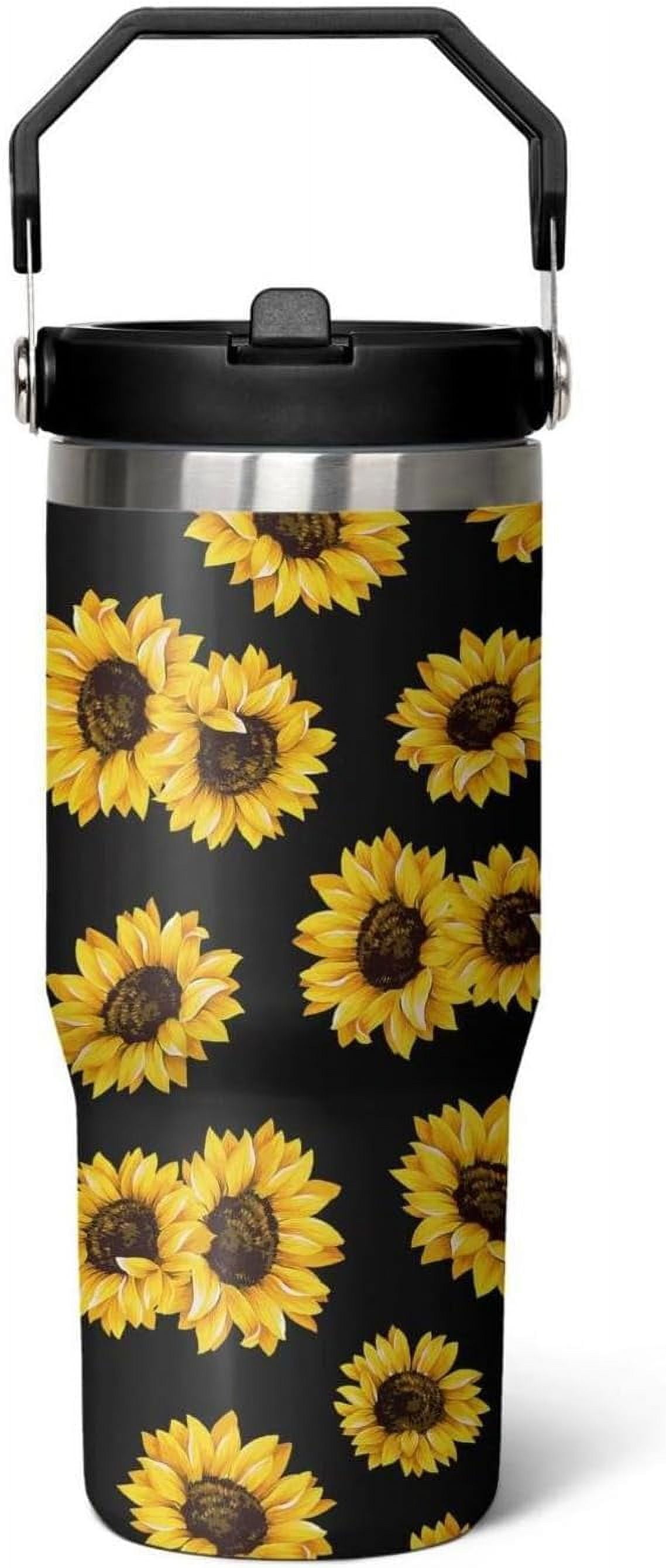 Sunflower LeakproofTumbler with Handle Lid and Straw, Sunflower Gifts ...