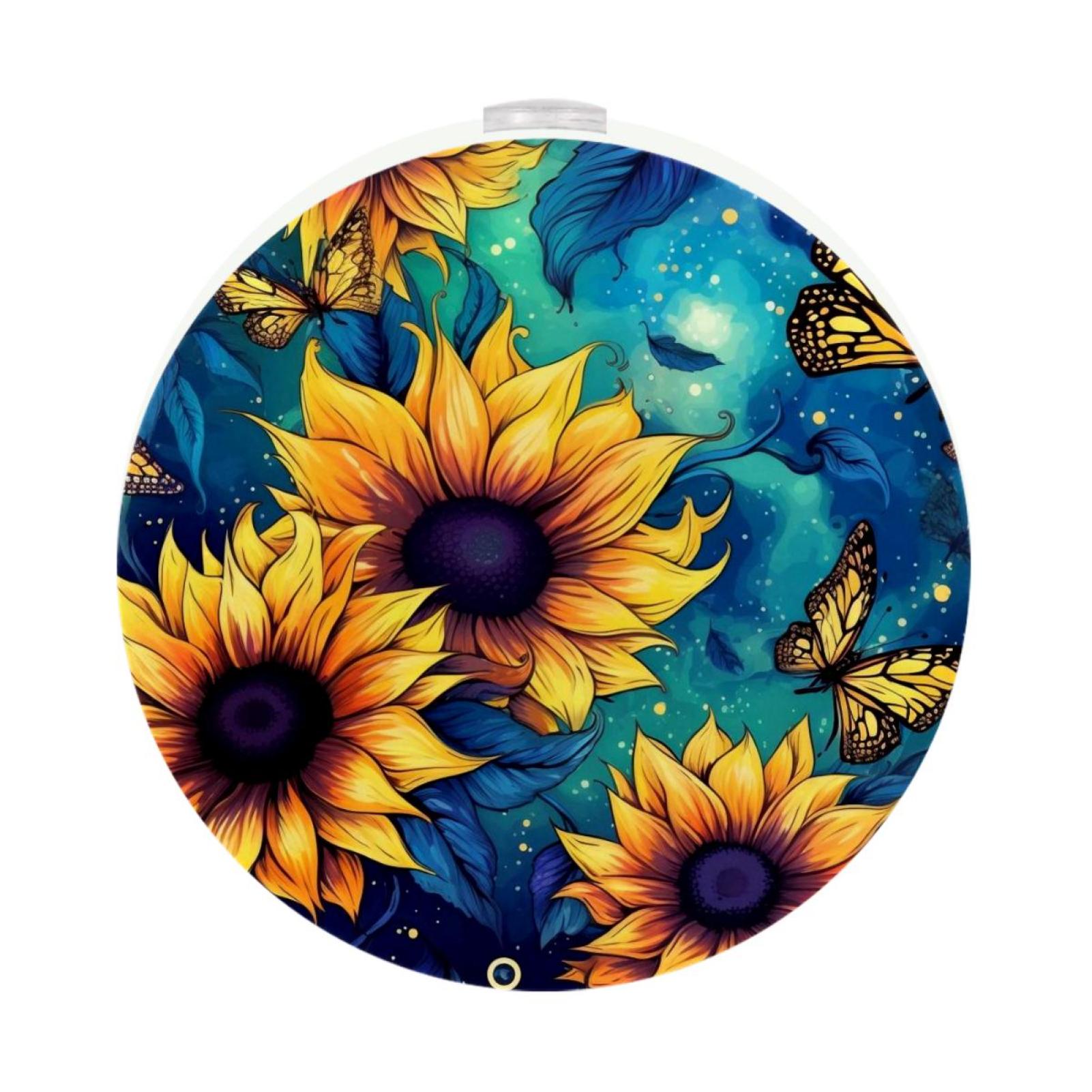 Sunflower Led Round Night Light-2pcs, Gentle Glow Plug in Wall Lamp for ...