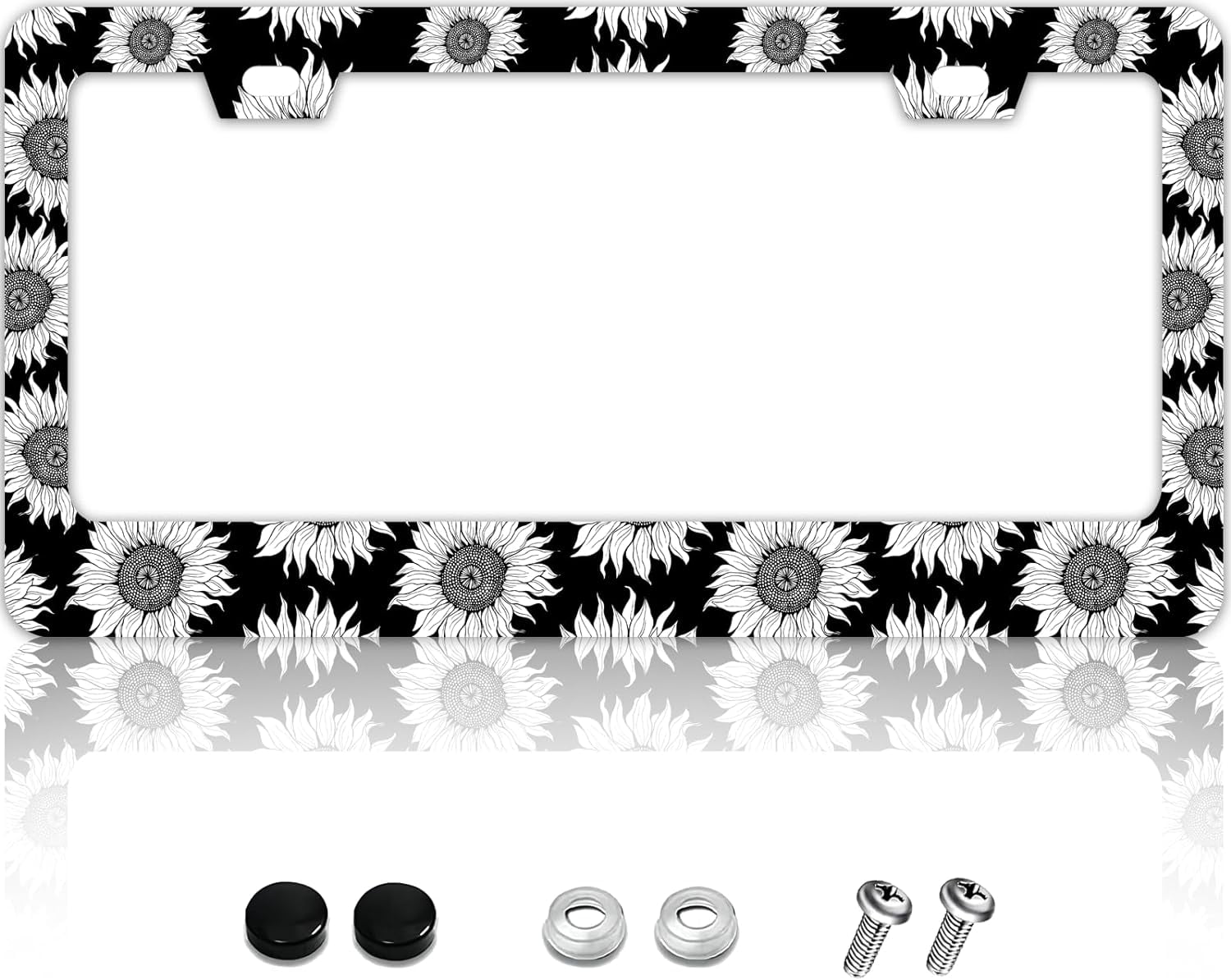 Sunflower License Plate Frame Personalized Black Floral License Plate ...