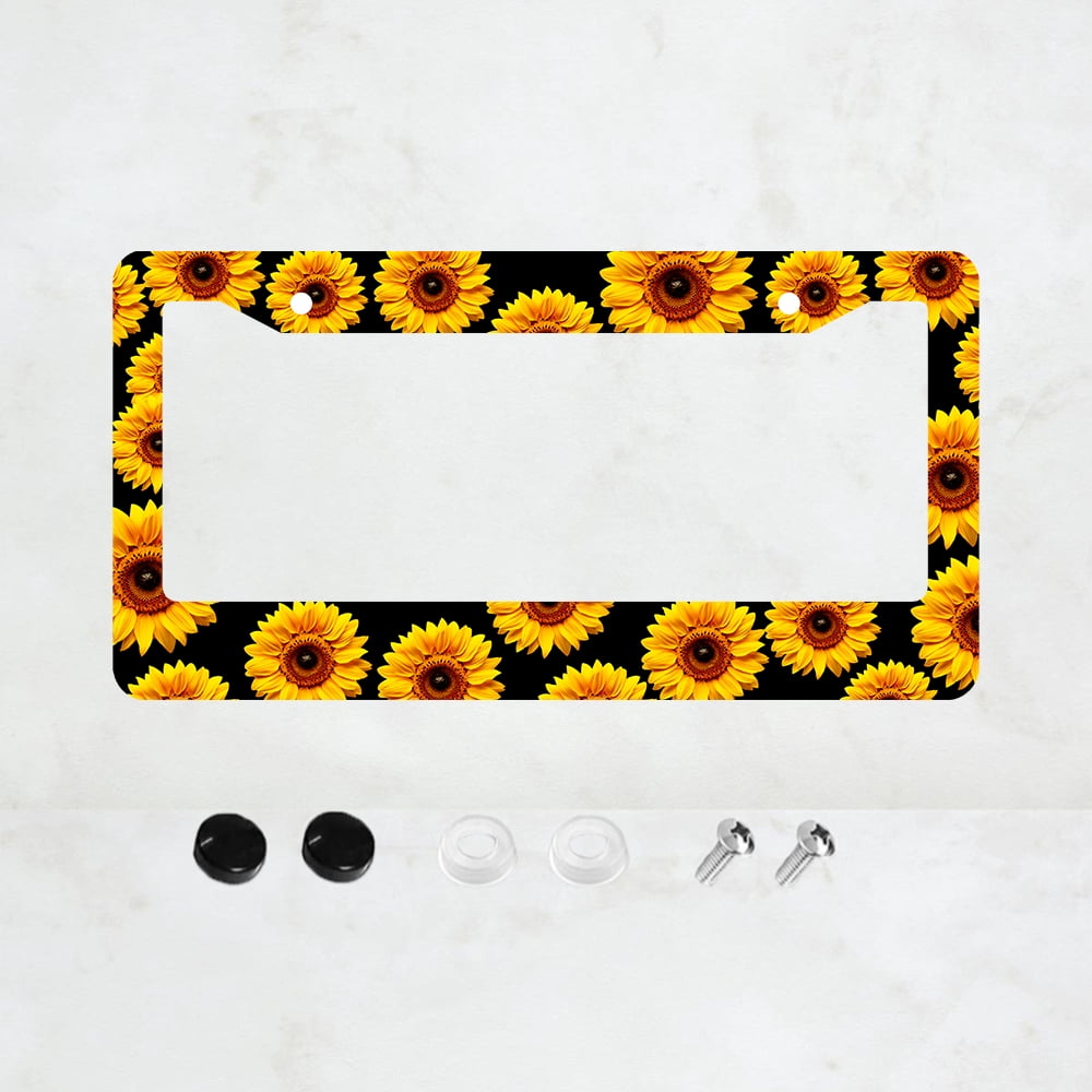 Sunflower License Plate Prame Aluminum Rust-Proof Auto Parts License ...