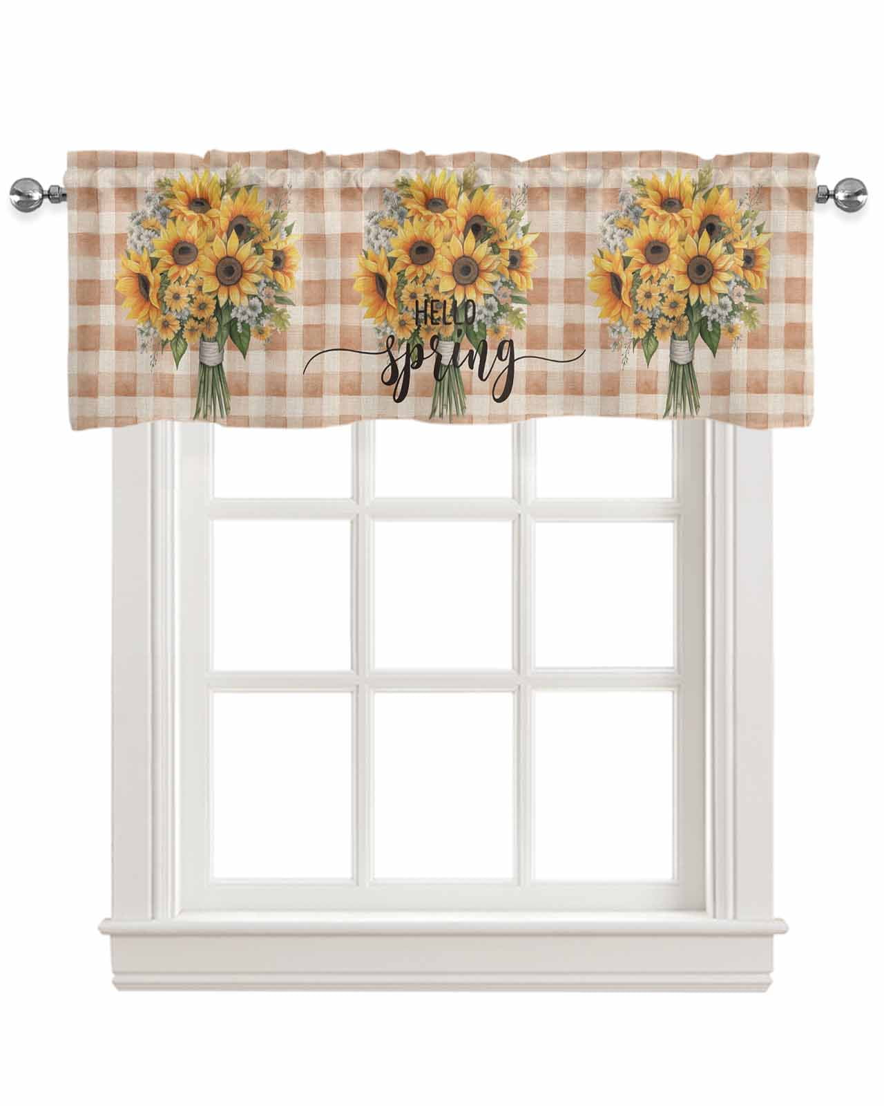 Sunflower Linen Curtain Valance for Bedroom/Bathroom/Kitchen/Office ...