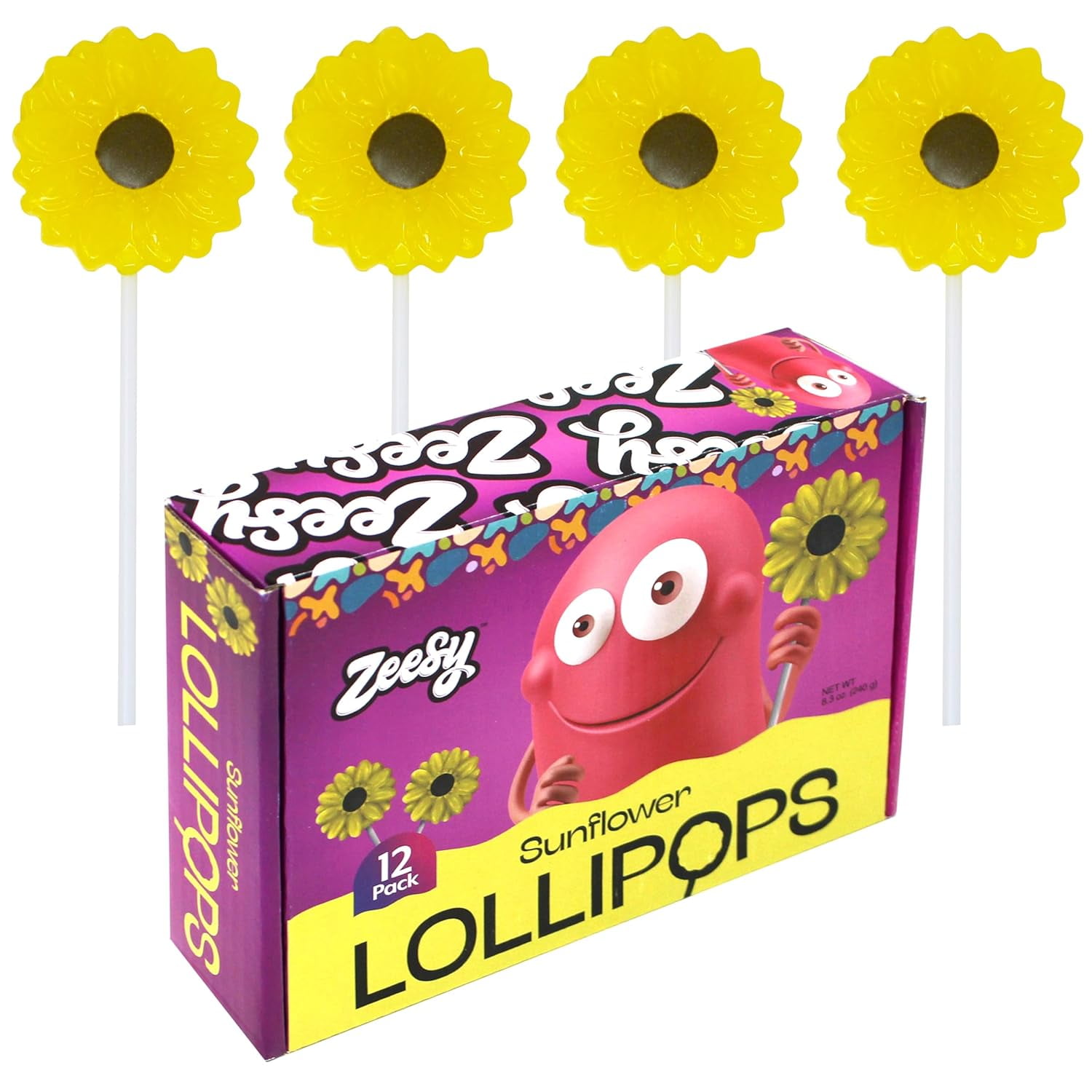 Sunflower Lollipops Individually Wrapped - 12 Sunflower Candy Suckers ...