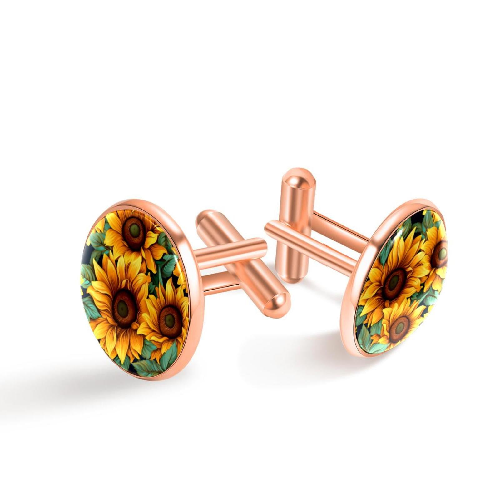 Sunflower Men Cufflink Set for Business Attire, Made of Stainless Steel ...