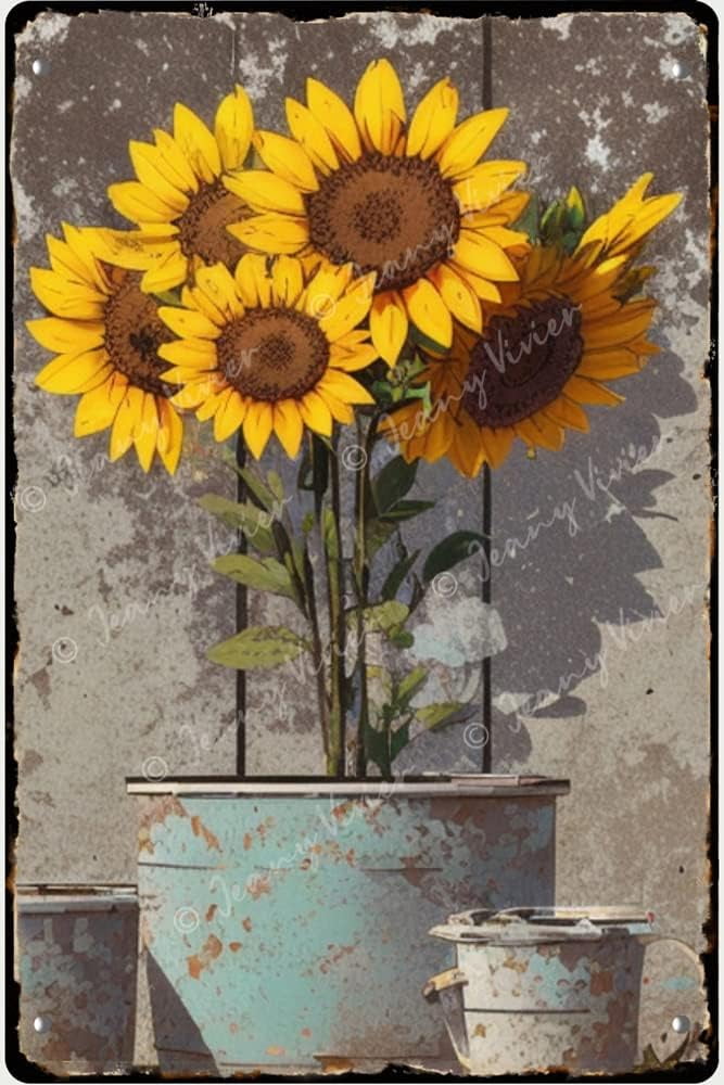 Sunflower Metal Tin Signs Sunflower Bar Country Home Bedroom Creative ...