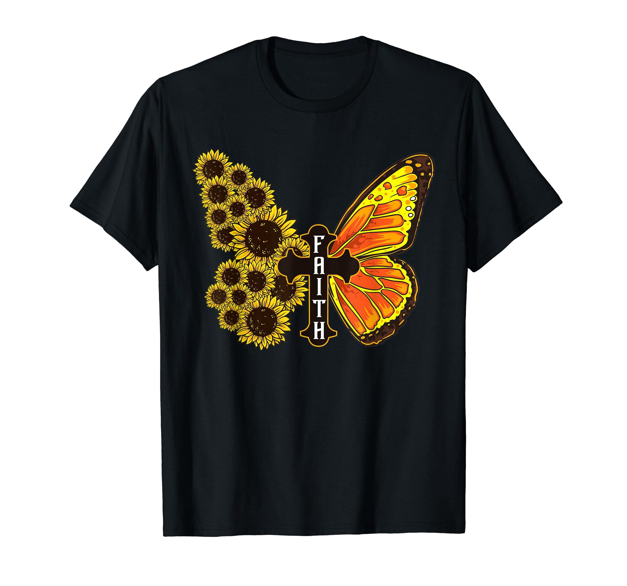 Sunflower Monarch Butterfly Faith Sunflowers and Butterflies T-Shirt ...
