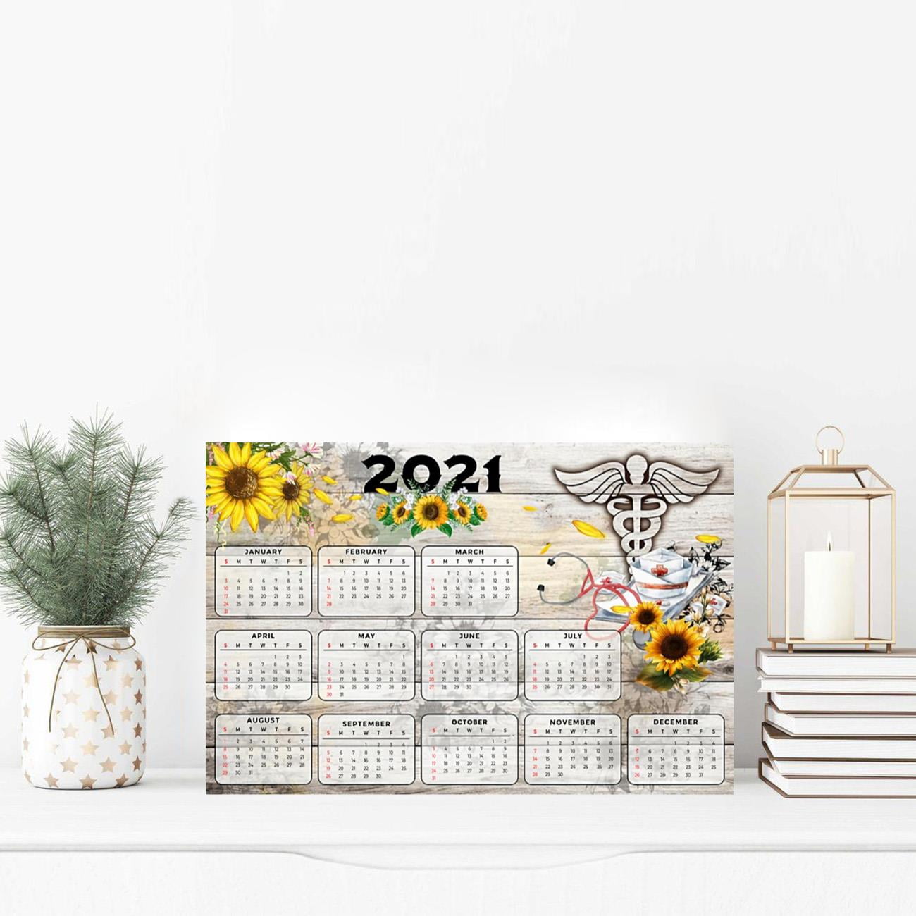 Sunflower Nurse And Canlendar 2021 Poster Sunflower Poster Gift for sunflower lover 16 x 24 Inch ...