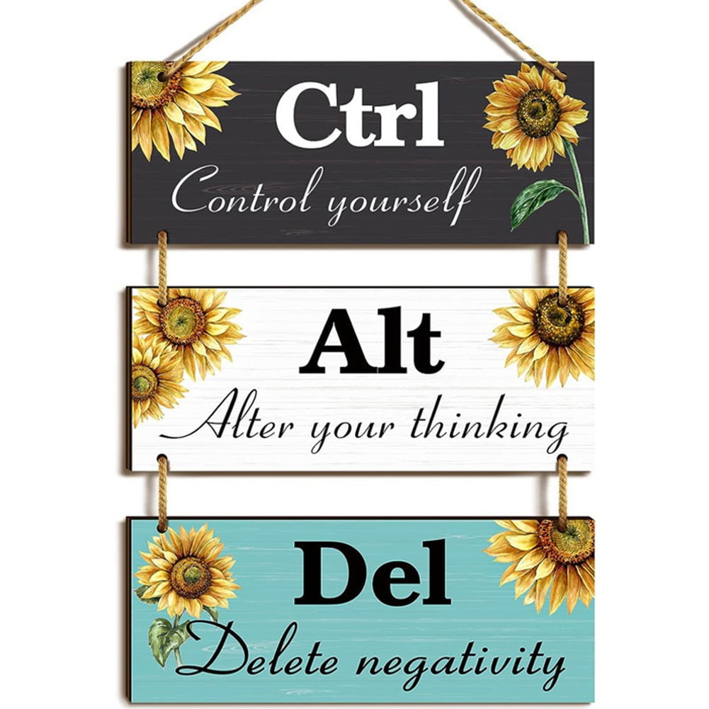 Sunflower Office Wall Decor Wooden Ctrl Alt Del Decorative Saying ...