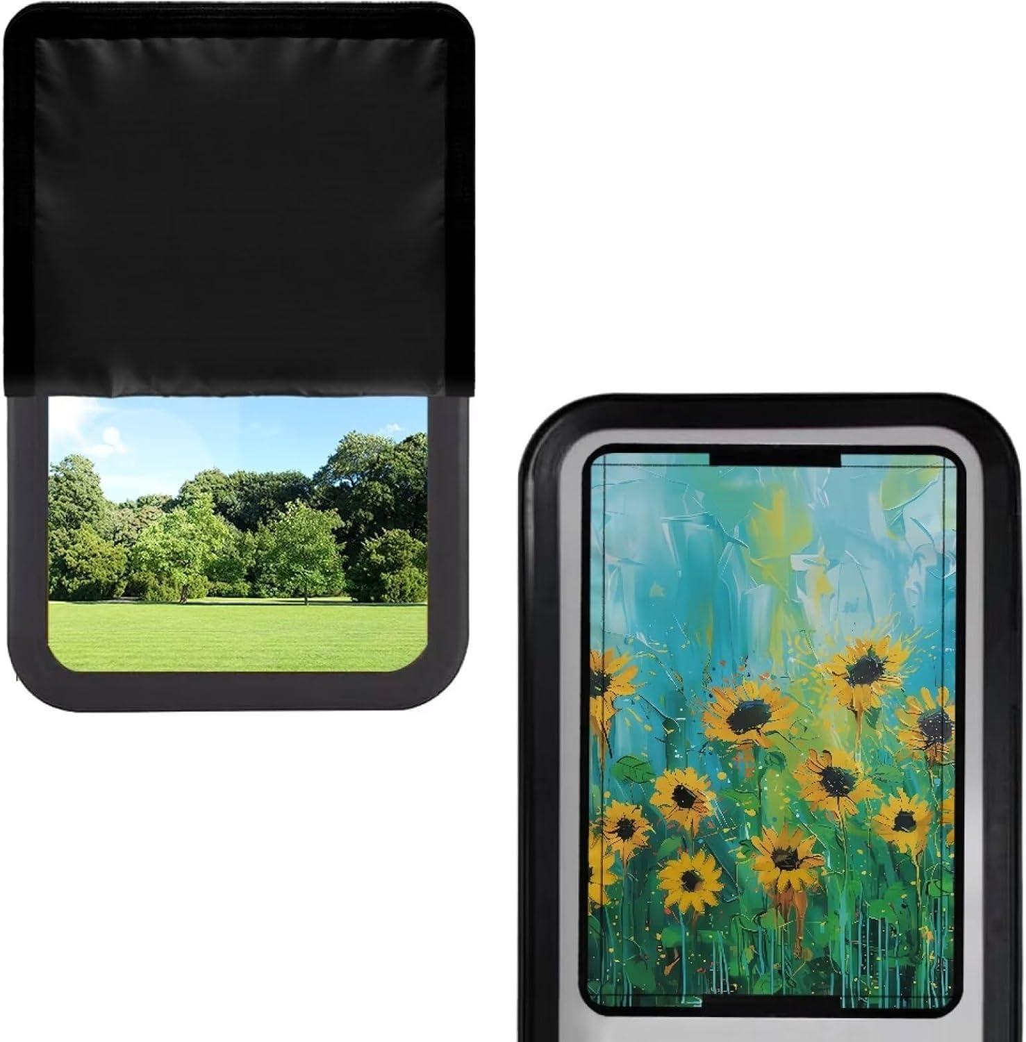 Sunflower Oil Painting Rv Camper Door Windows Shade Thickened Rv Window Cov - Walmart.com