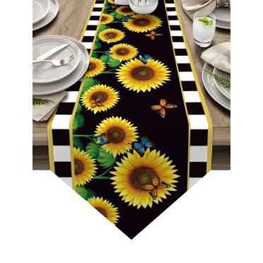 MYPOP Sunflower Wooden Table Runner Home Decor 14x72 Inch,Summer ...