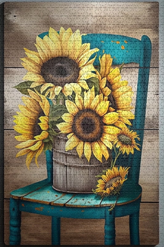 Sunflower On Chair Flowers With Work 500 Piece Puzzles For Adults ...