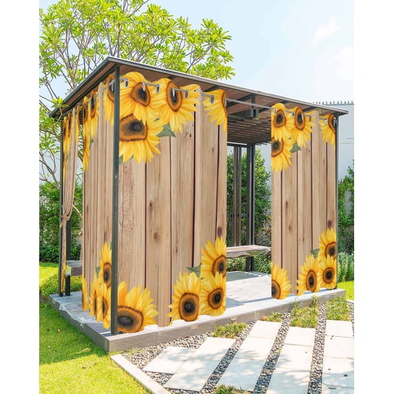 Sunflower Outdoor Curtains for Patio, Country Yellow Sunflowers Floral ...