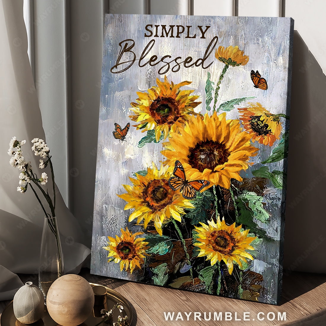 Sunflower Painting, Watercolor Style Style Flower, Butterfly Drawing, Simply Blessed - Jesus ...