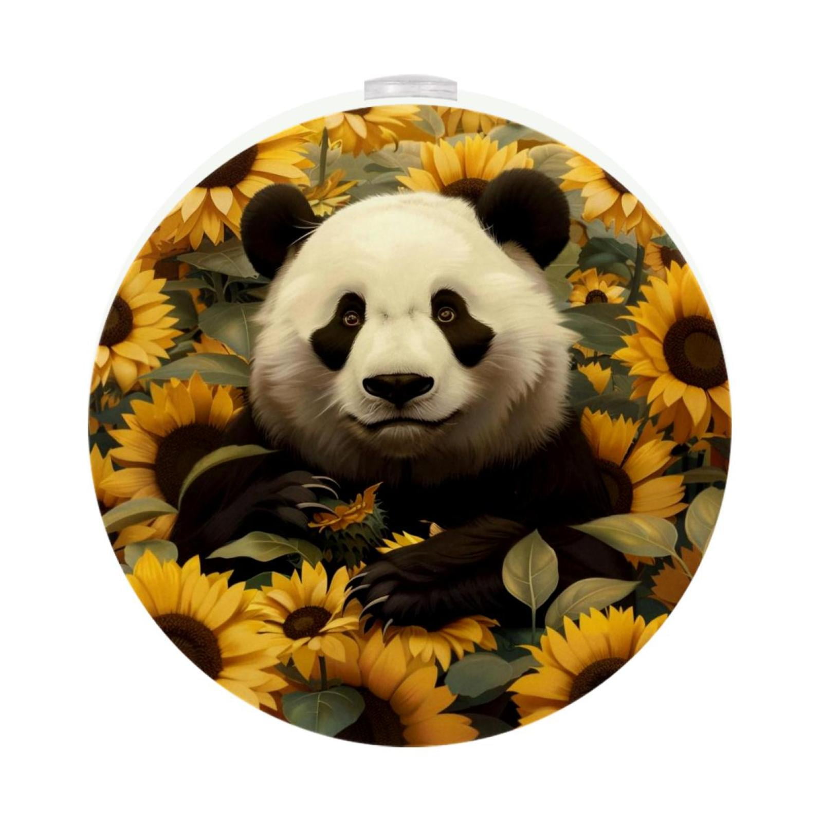 Sunflower Panda LED Round Night Light-2PCS, Motion Sensor Plug-in Wall ...