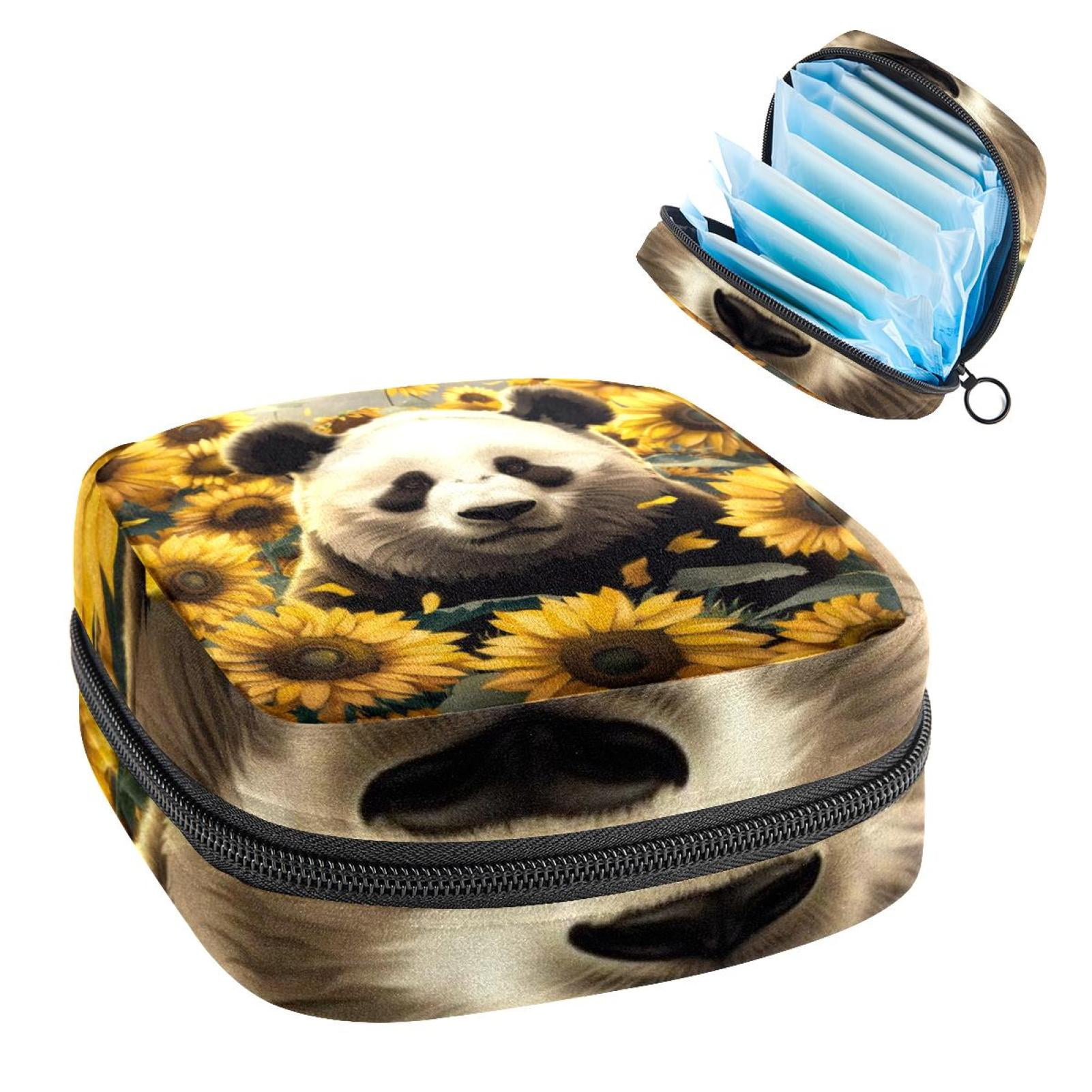 Sunflower Panda Small Bag Period Pouch Small Wire Pouch Zipper Pencil ...