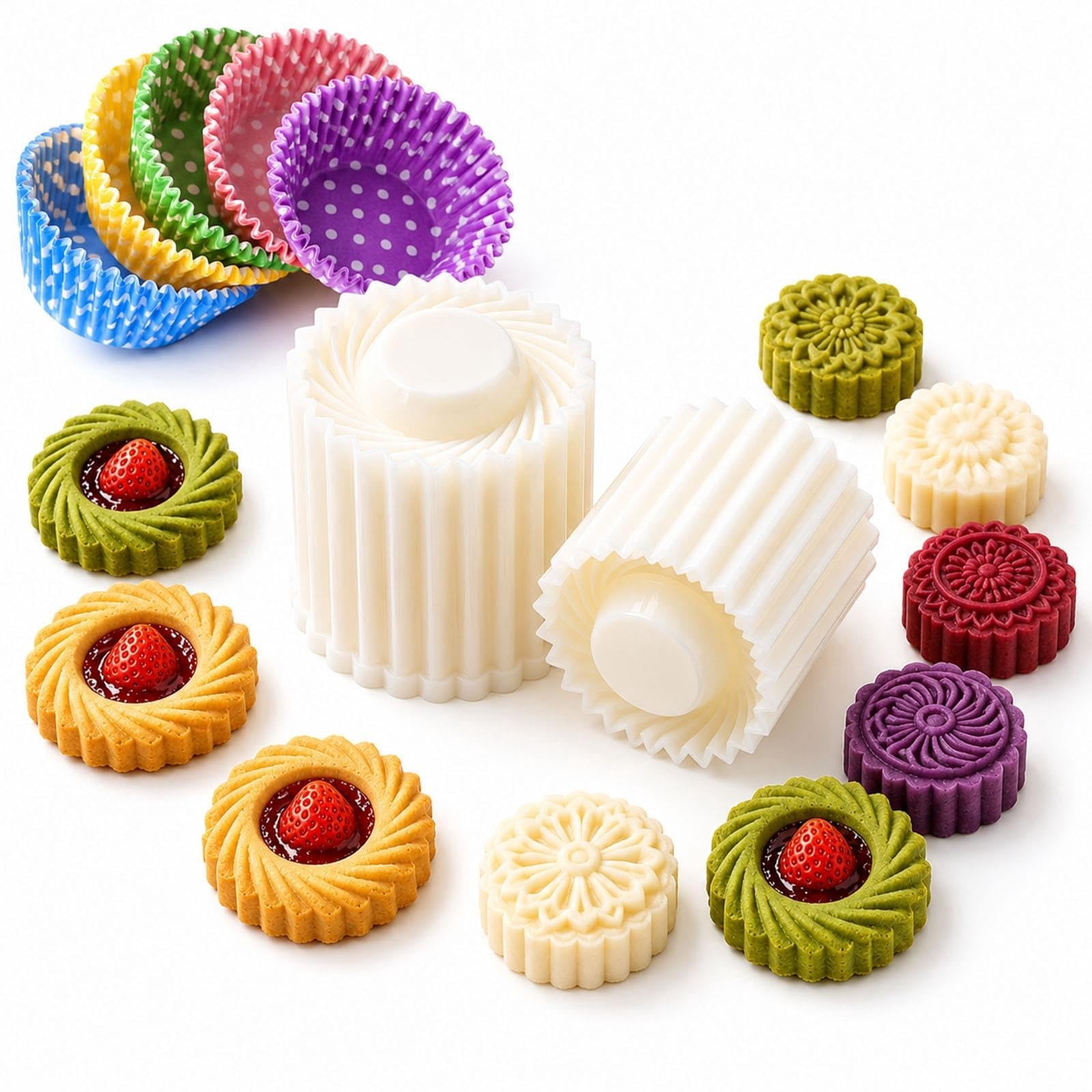 Sunflower Patterned Round Hand-Press Mooncake Double Ended Pastry Mold ...