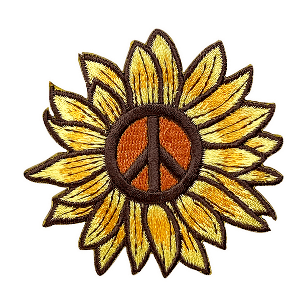 Sunflower Peace Sign Embroidered Iron on Patch - Walmart.com