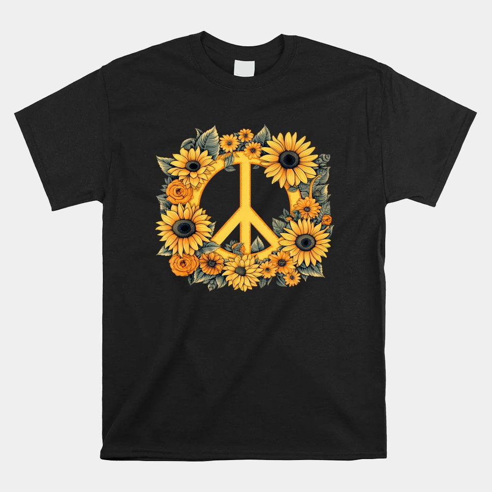 Sunflower Peace Sign Hippie Sunflower Shirt - Walmart.com
