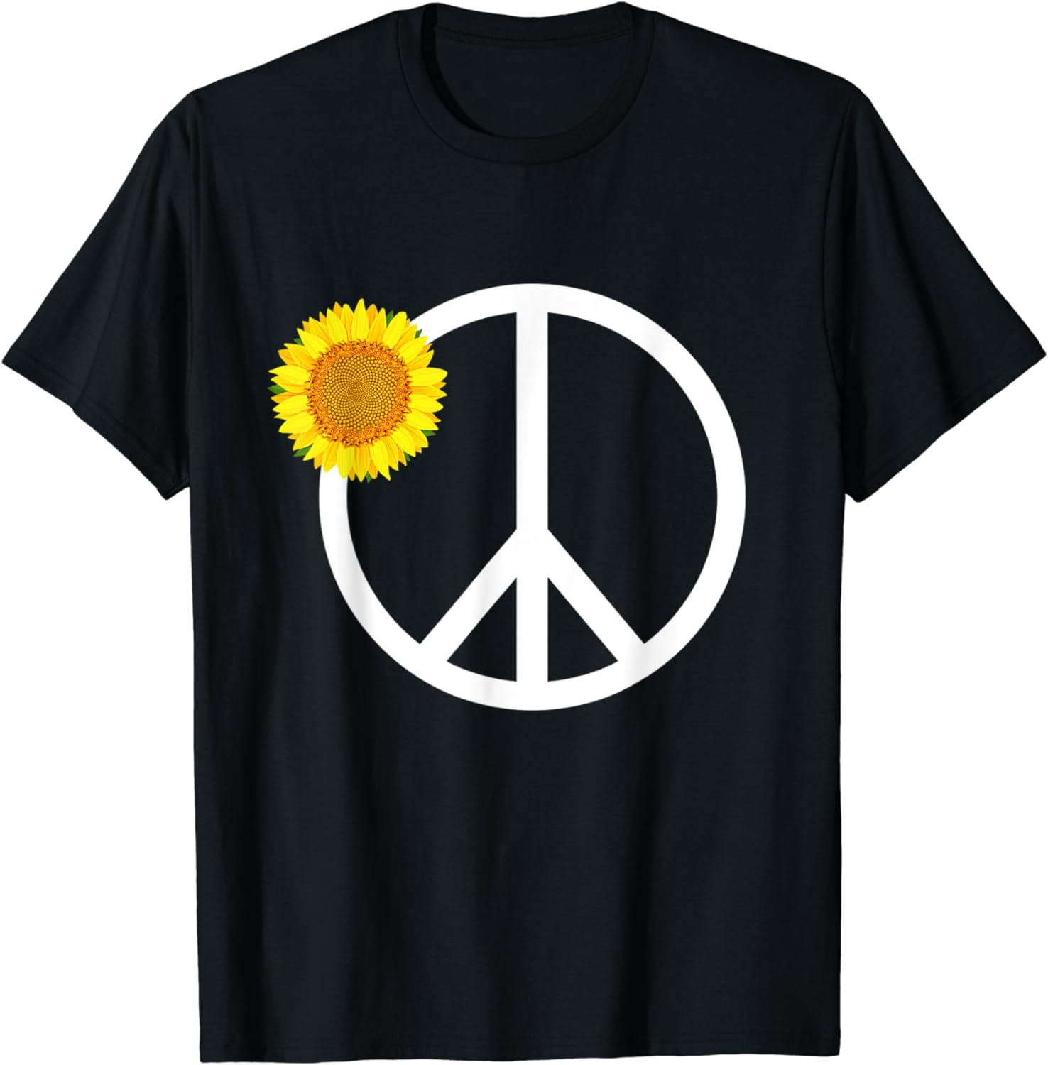 Sunflower Peace Sign Peace Cotton T-Shirt - Walmart.com