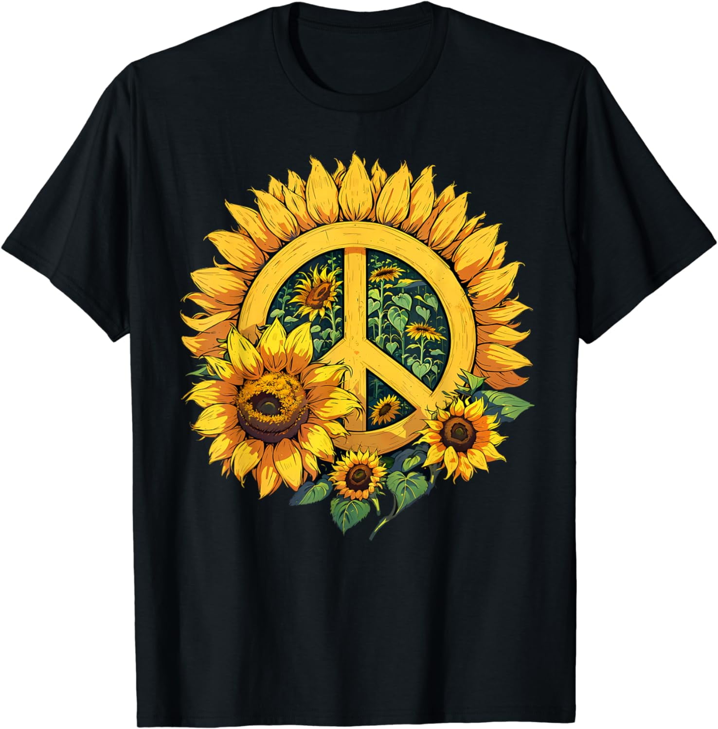 Sunflower Peace Sign T-Shirt - Walmart.com