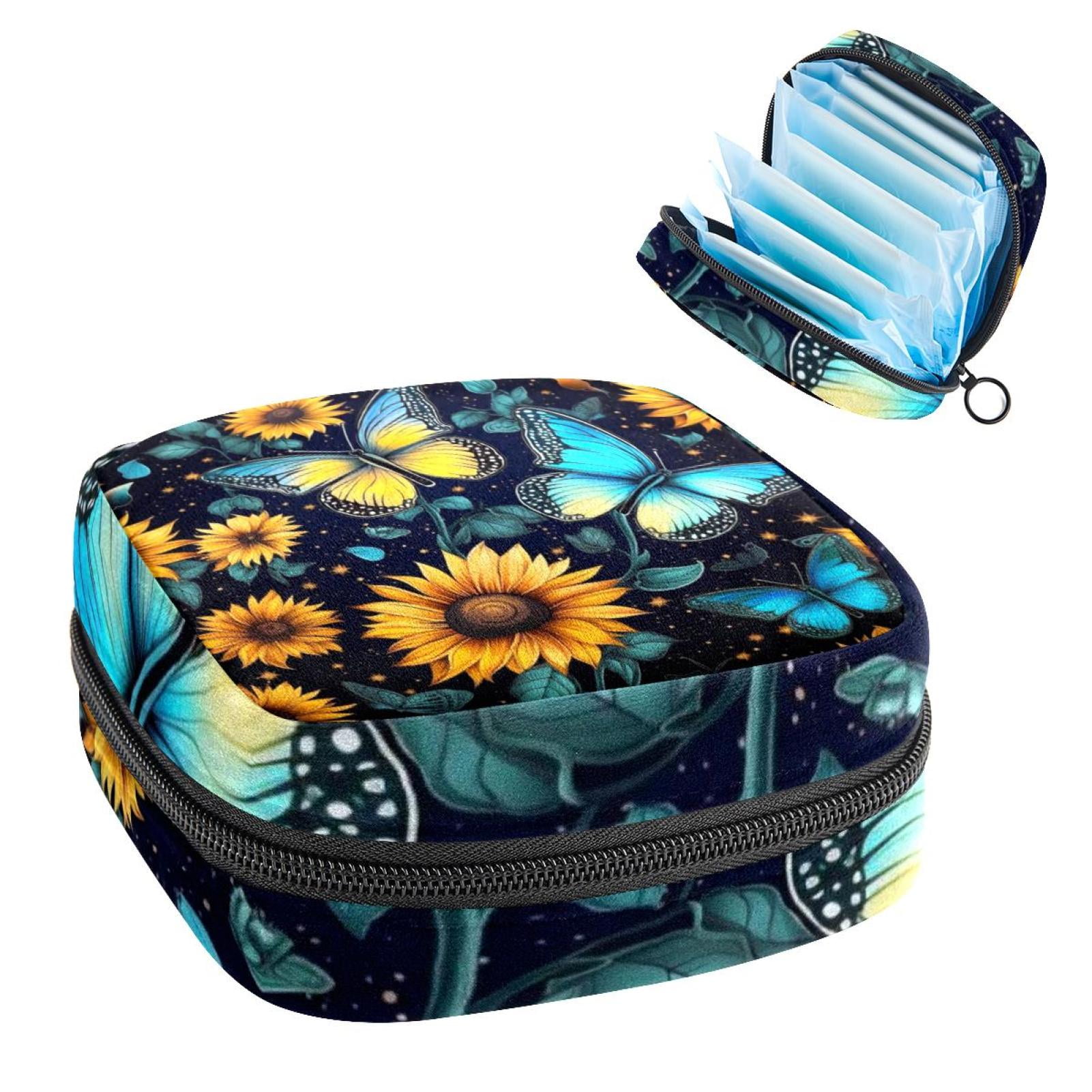 Sunflower Period Pouch Pad Bag Zipper Canvas Pouch with Zipper for ...