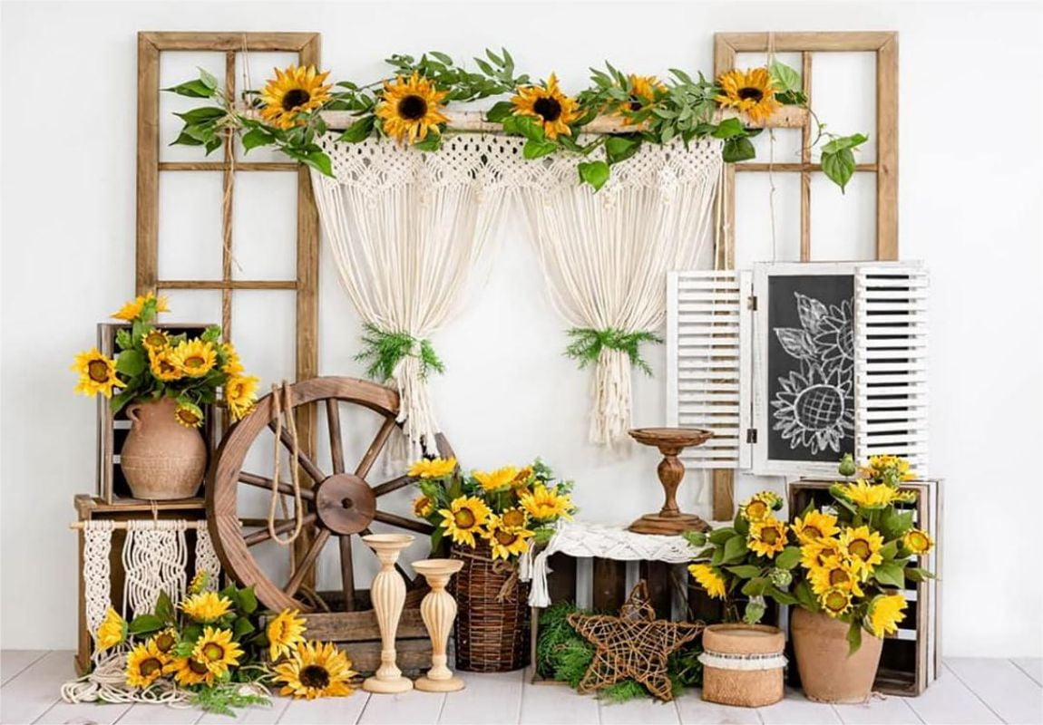 Sunflower Photography Backdrop Nature Yellow Flower Photography ...