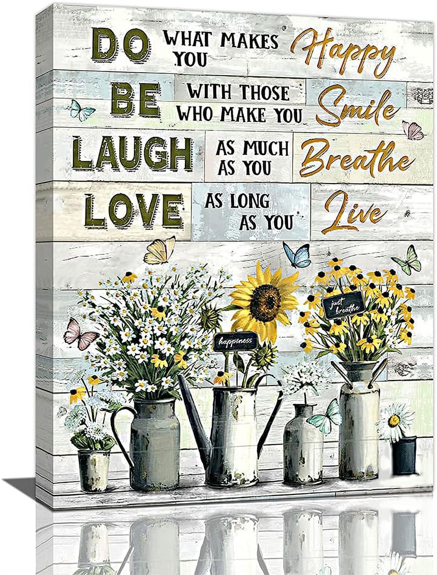 Sunflower Picture Wall Decor Inspirational Quotes Canvas Wall Art ...