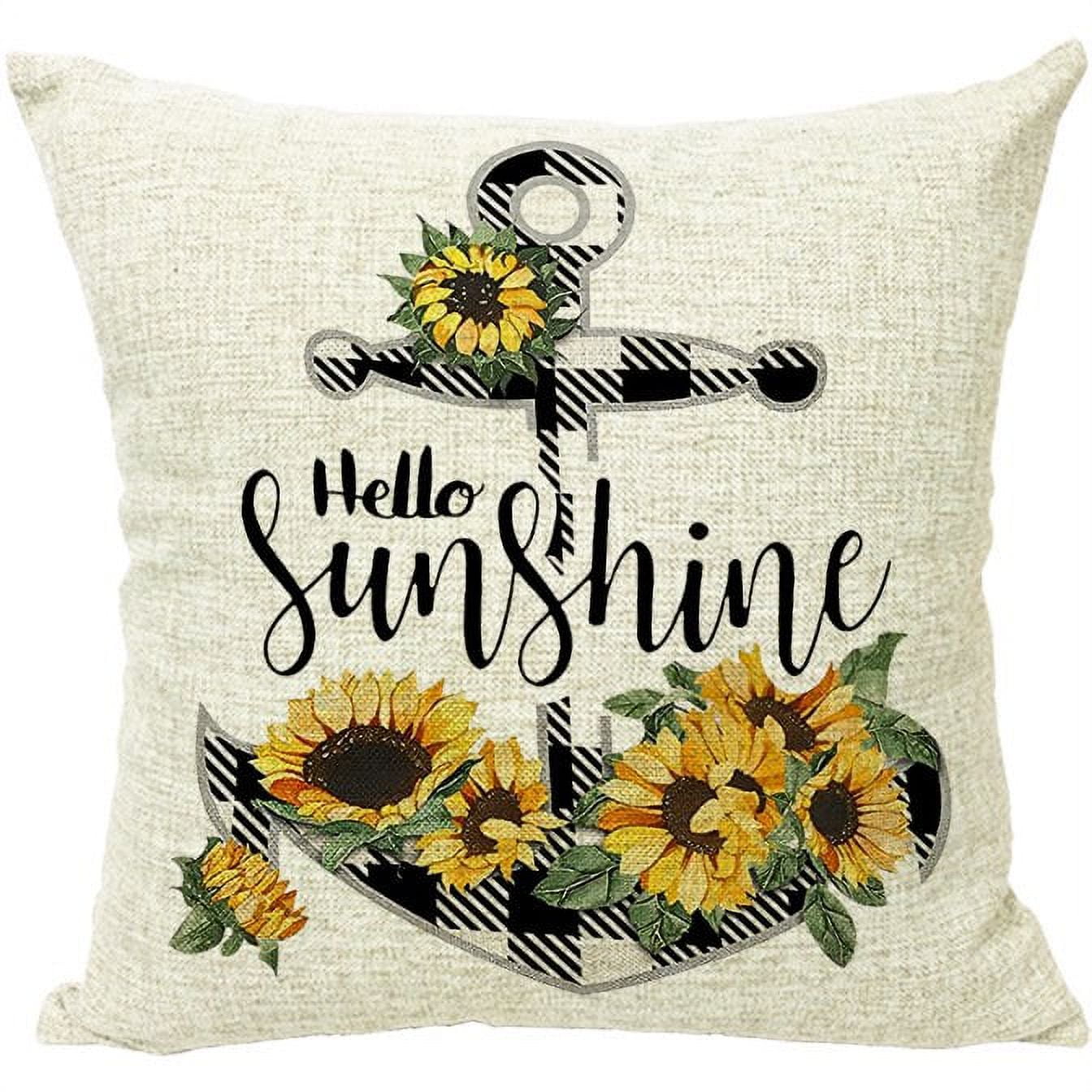 Sunflower Pillow Cover 18 x 18 Inch Spring Summer Floral Decorative ...