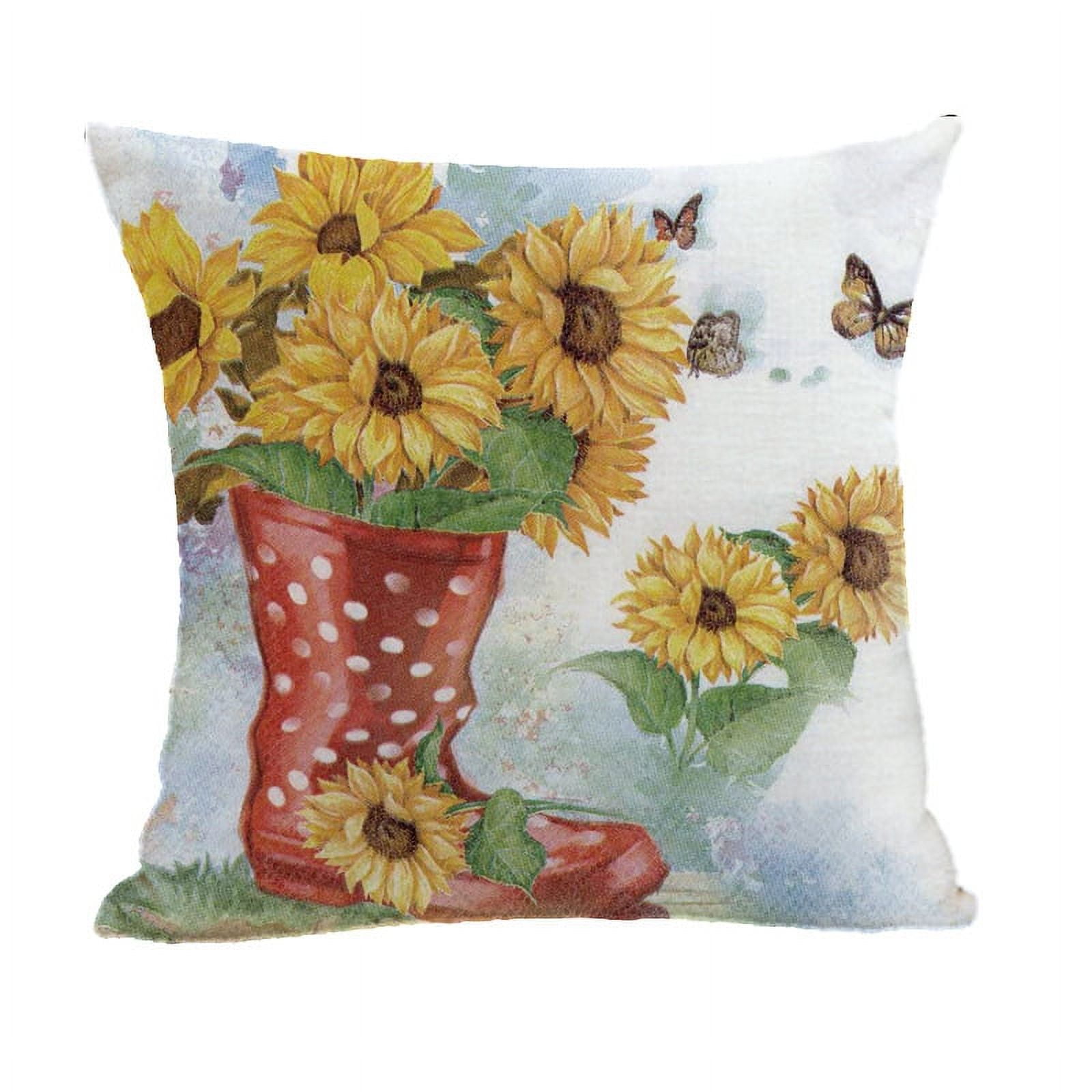 Sunflower Pillow Cover 18 x 18 Inch Spring Summer Floral Decorative ...