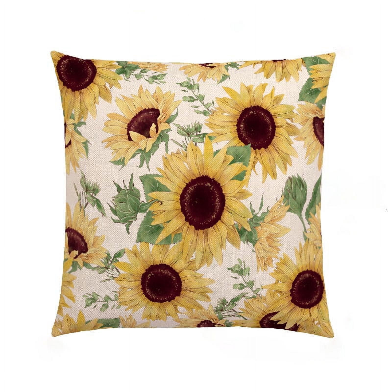 Sunflower Pillow Covers, Buffalo Plaid Sunflower Decor Summer Pillow ...
