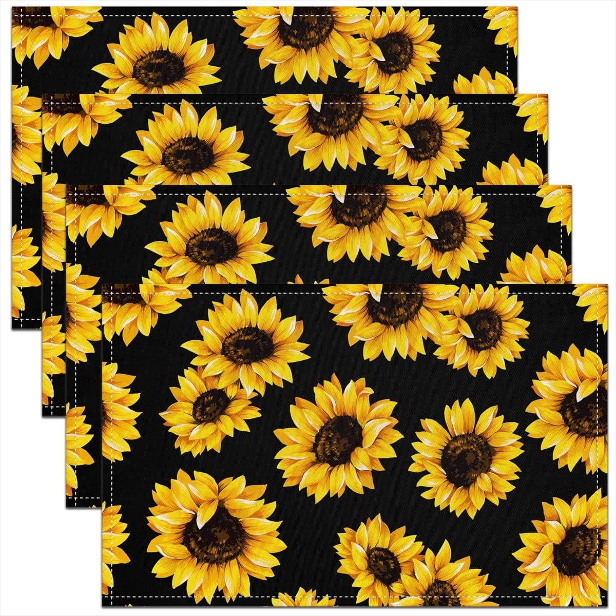 Sunflower Place Mats Set of 4 Sunflowers Table Mats with Yellow Flower ...