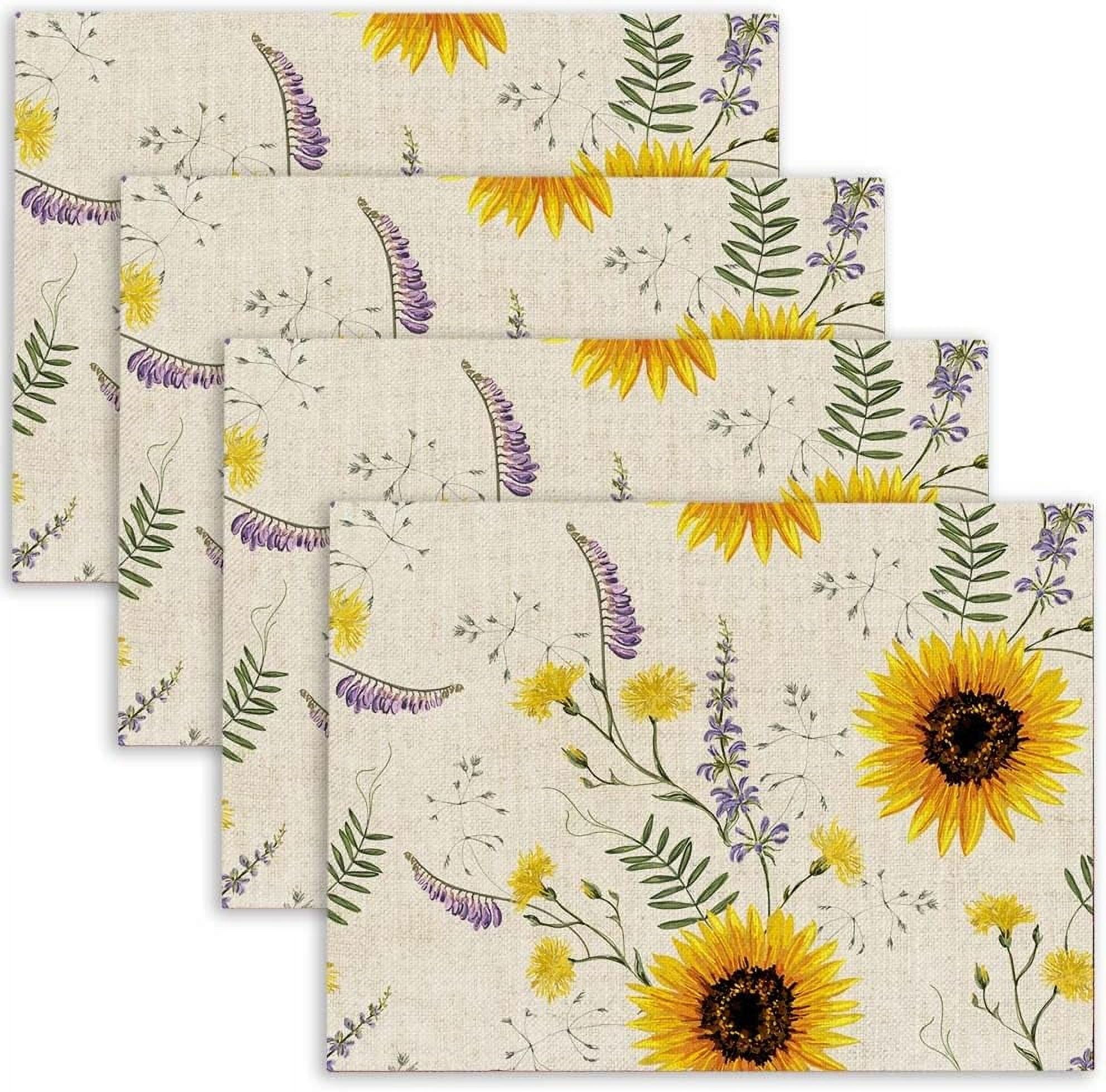 Sunflower Placemat Beautiful Vintage Floral Pattern Autumn Wild Flowers ...