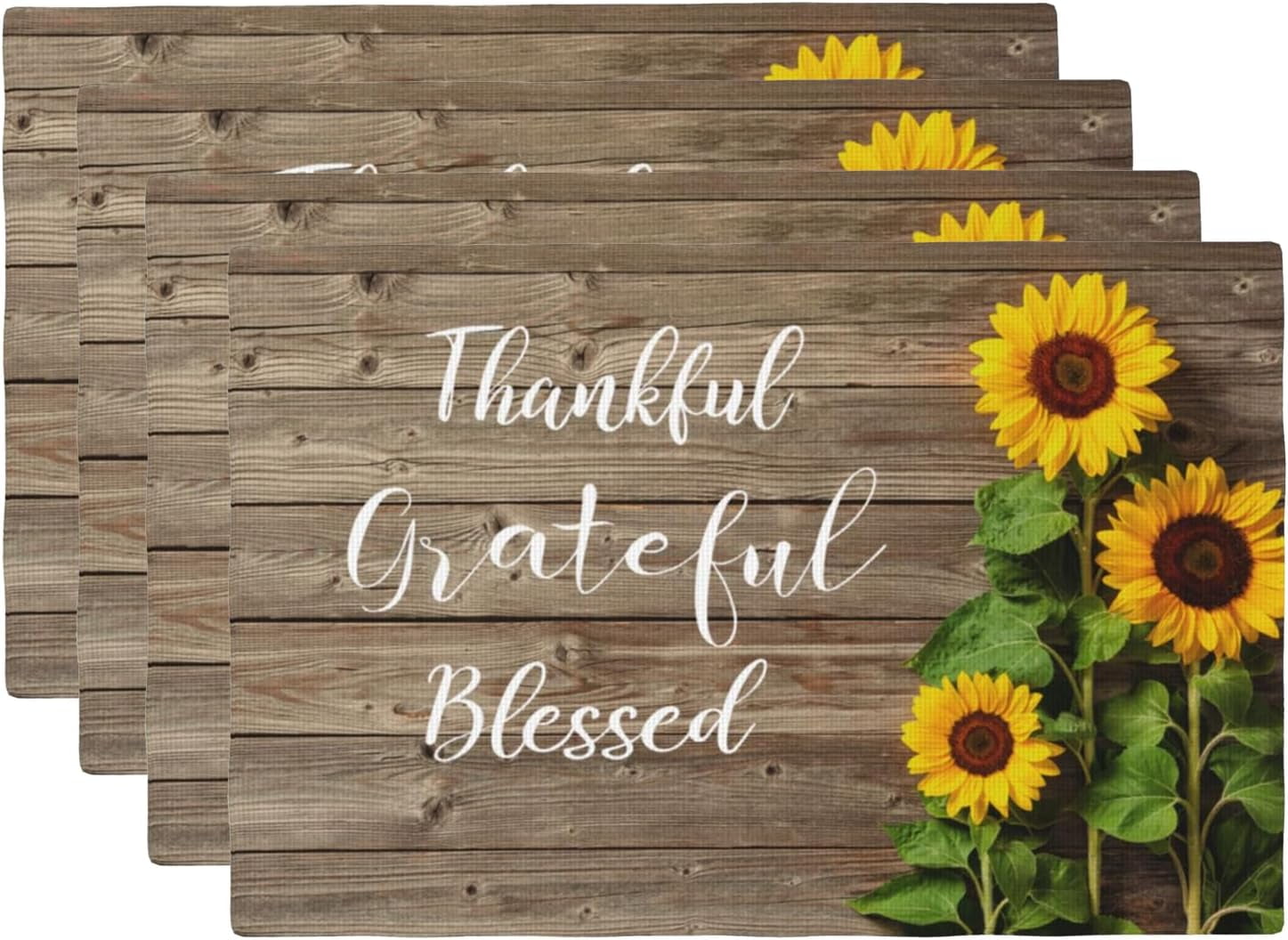Sunflower Placemats Set of 4 Religious Thankful Grateful Blessed on ...